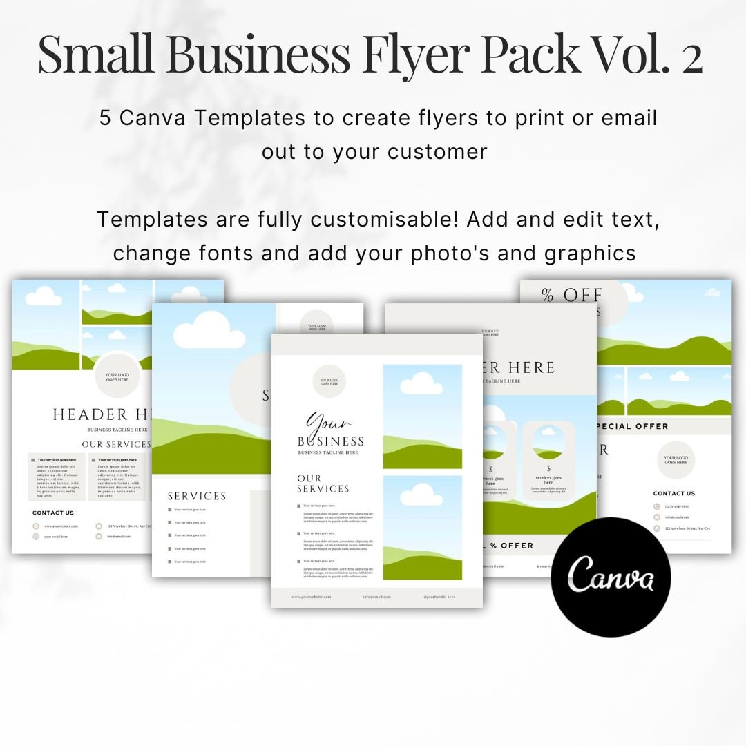 Small Business Flyers Pack Vol. 2, Marketing Flyer, Canva Template ...