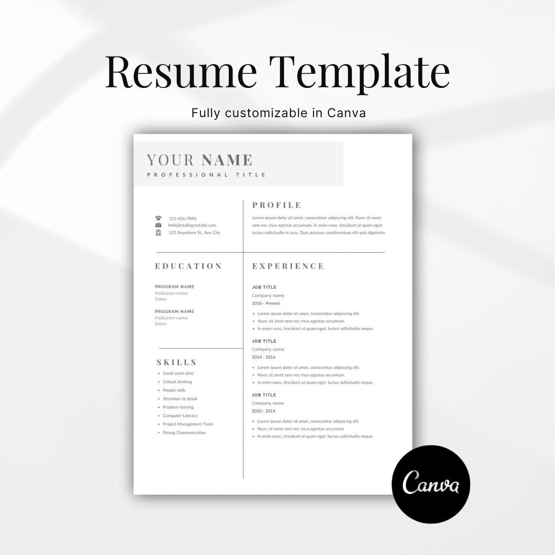 Editable Resume Template Professional Modern Resume Template - Etsy