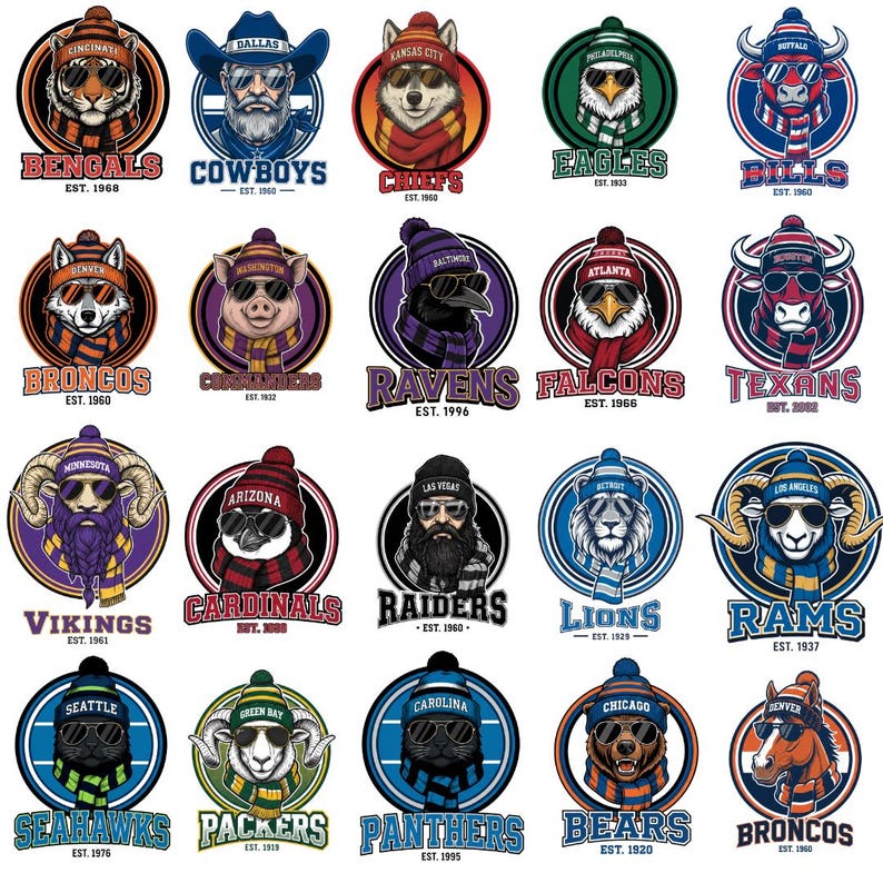 Retro Football Mascot PNG Bundle, Team Clipart (digital Download) - Etsy