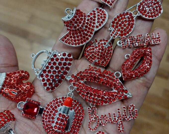 Red Rhinestone Charms/bling Charms/shoe Charms/phone Case Charms - Etsy