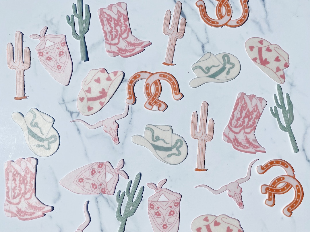 Pack of 24 Wafer Die Cut Cowgirl Toppers, Edible Cowgirl Toppers, Wafer ...