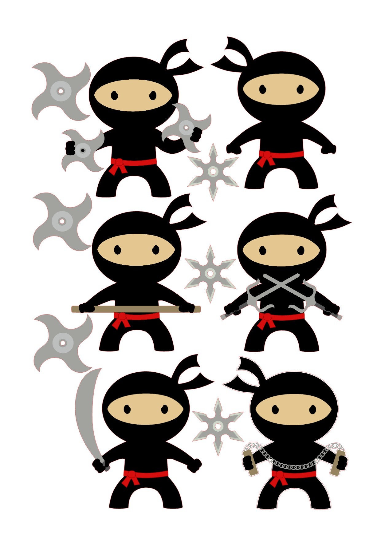 Cake Scene Ninjas, Pre Cut Edible Icing Sheet, Ninja Cake, Cute Ninja ...