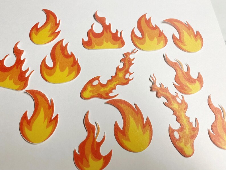 Pack of 20 Edible Wafer Die Cut Flames - Edible, Edible Fire Toppers ...
