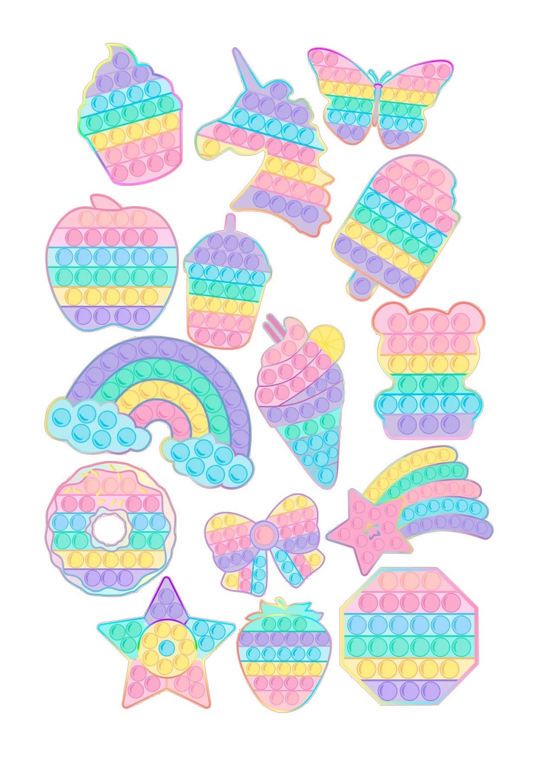 Cake Scene Pastel Pop It Pre Cut Edible Icing Sheet - Etsy