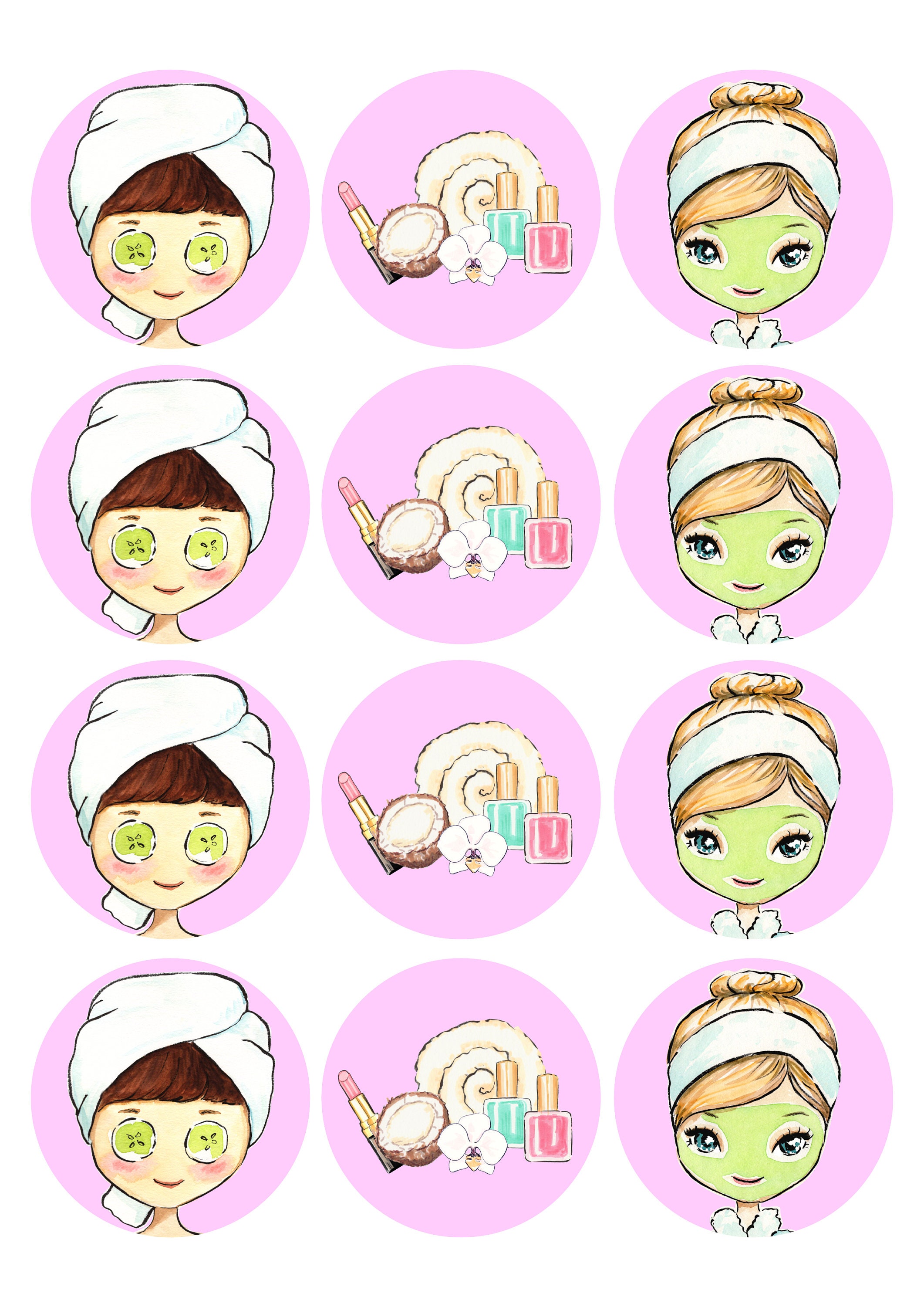 Spa Day Toppers Edible Icing Sheet | Etsy