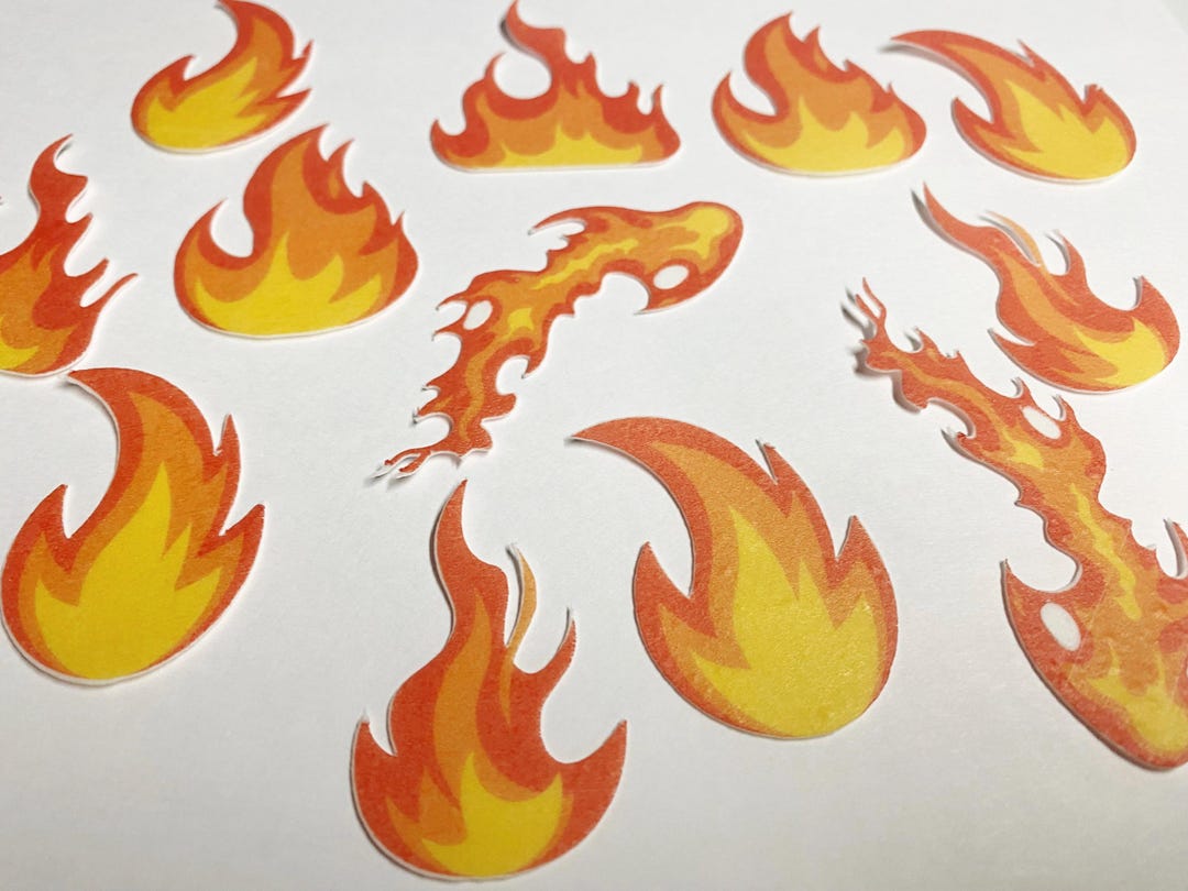 Pack of 20 Edible Wafer Die Cut Flames - Edible, Edible Fire Toppers ...
