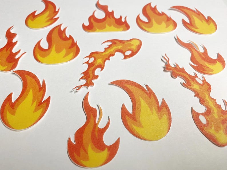 Pack of 20 Edible Wafer Die Cut Flames - Edible, Edible Fire Toppers ...