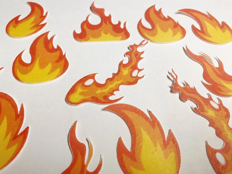Pack of 20 Edible Wafer Die Cut Flames - Edible, Edible Fire Toppers ...