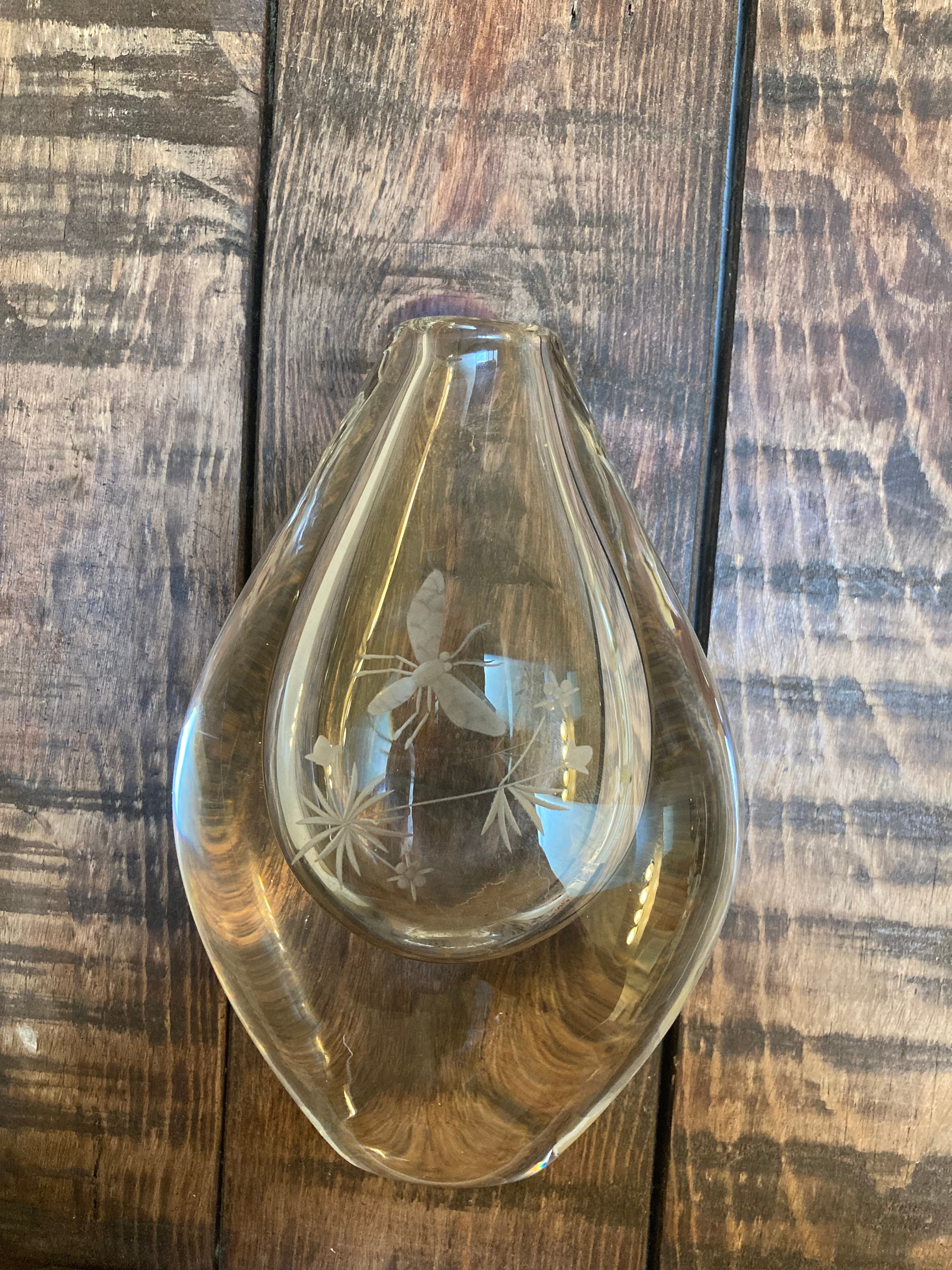 Vintage Orrefors Etched Crystal Bud Vase Sven Palmqvist - Etsy