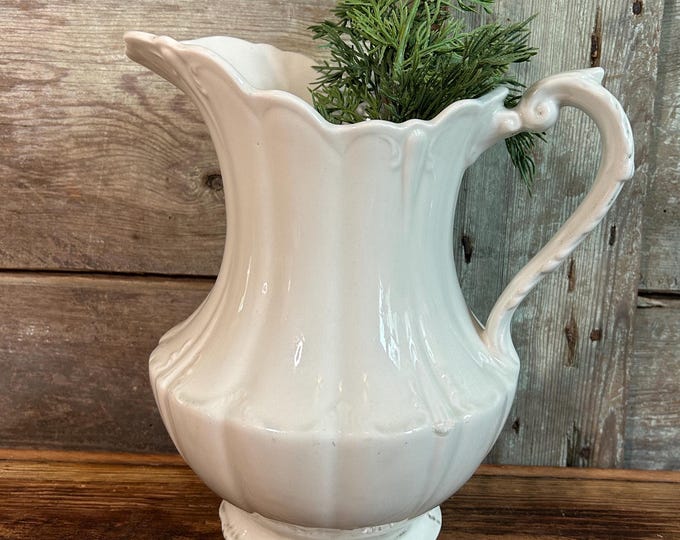 Vintage Ironstone Water Pitcher, Ironstone Pitcher, Large Ironstone ...