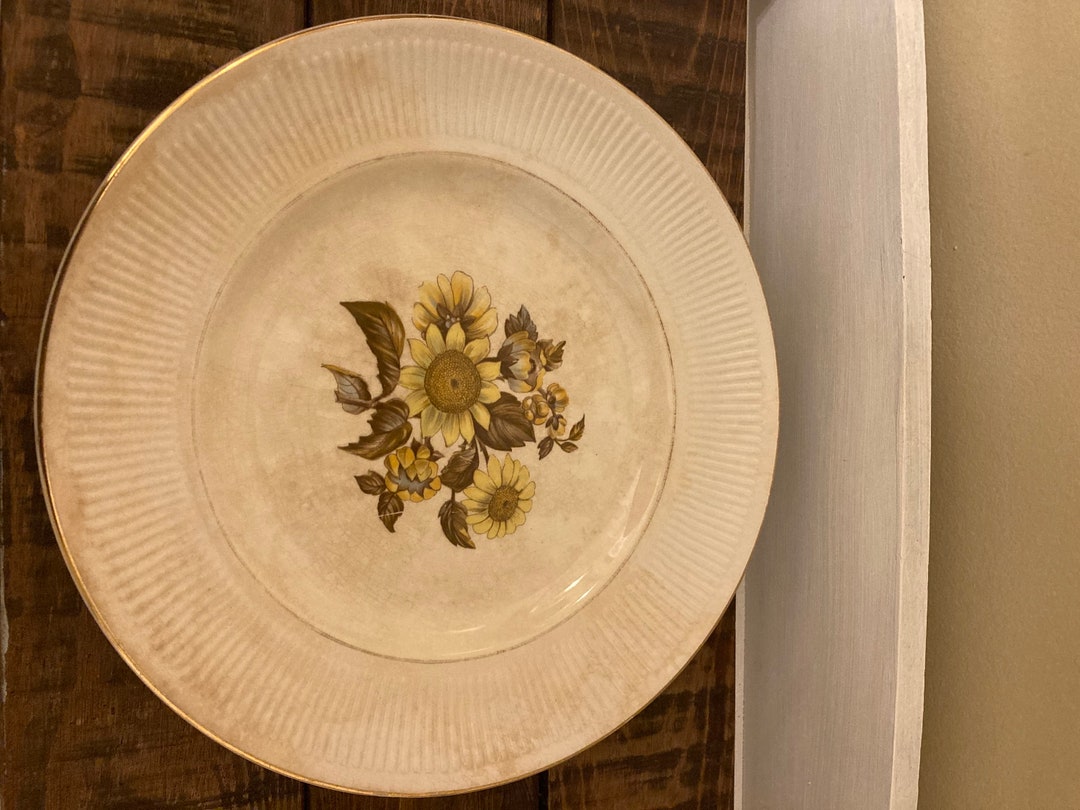 Vintage Royal Warwick Sunflower Plate, Summer Decor, Crazed Plate ...