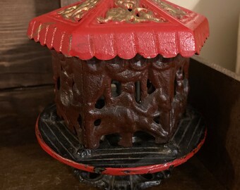 Cast Iron Carousel Bank - Etsy