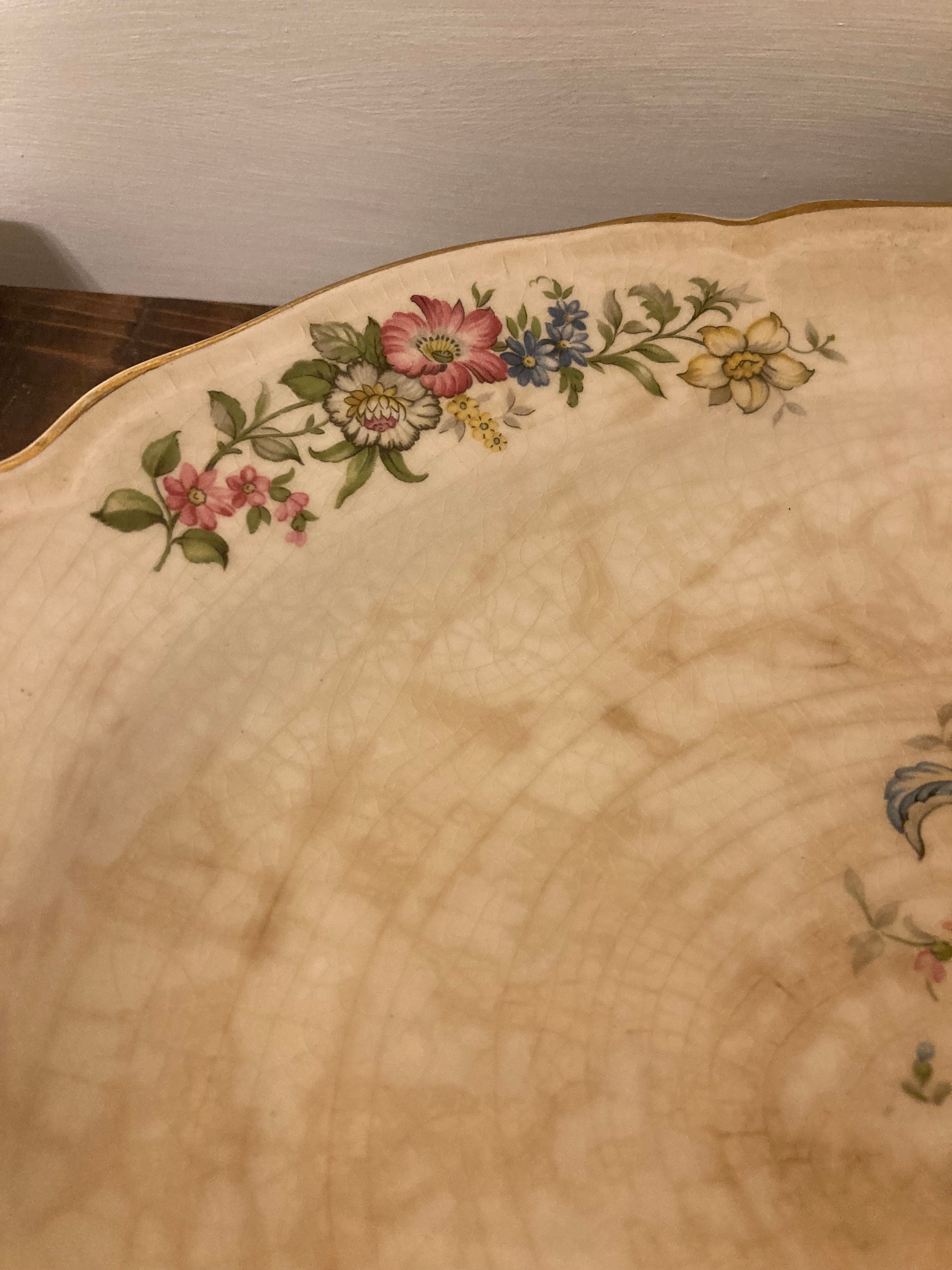 Vintage Edwin M. Knowles Semi Vitreous Floral Platter, Farmhouse Decor ...