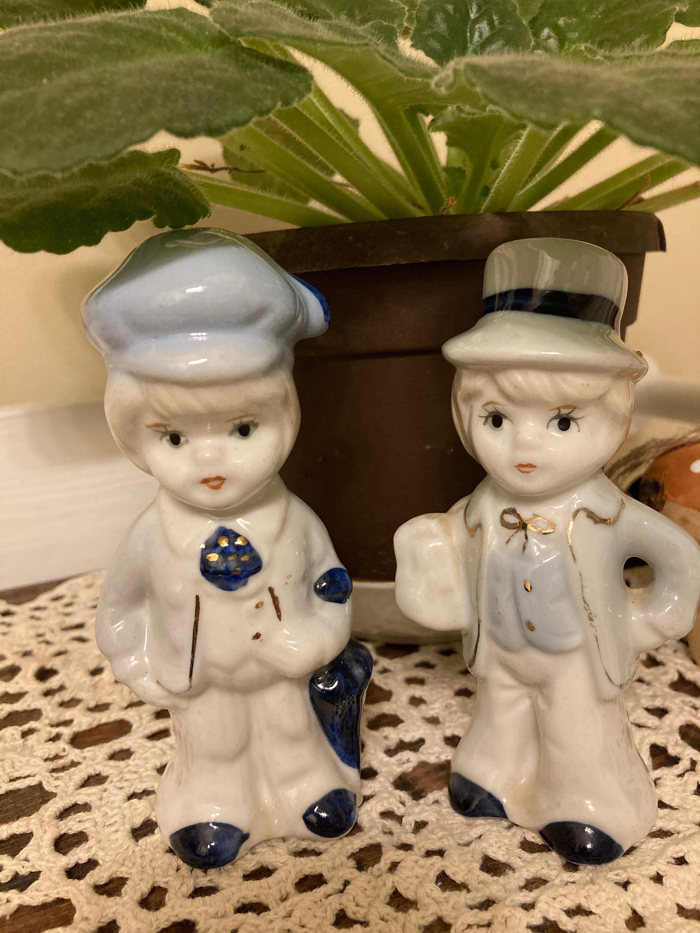 Vintage Blue Boys Figurines - Etsy