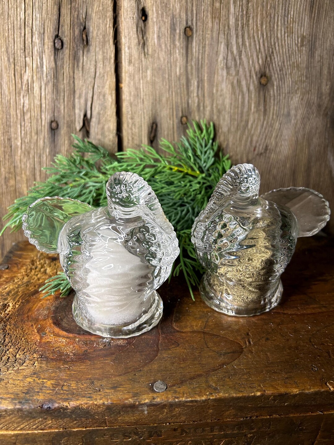 Vintage Clear Glass Turkey Salt and Pepper Shakers, Turkey Shakers ...