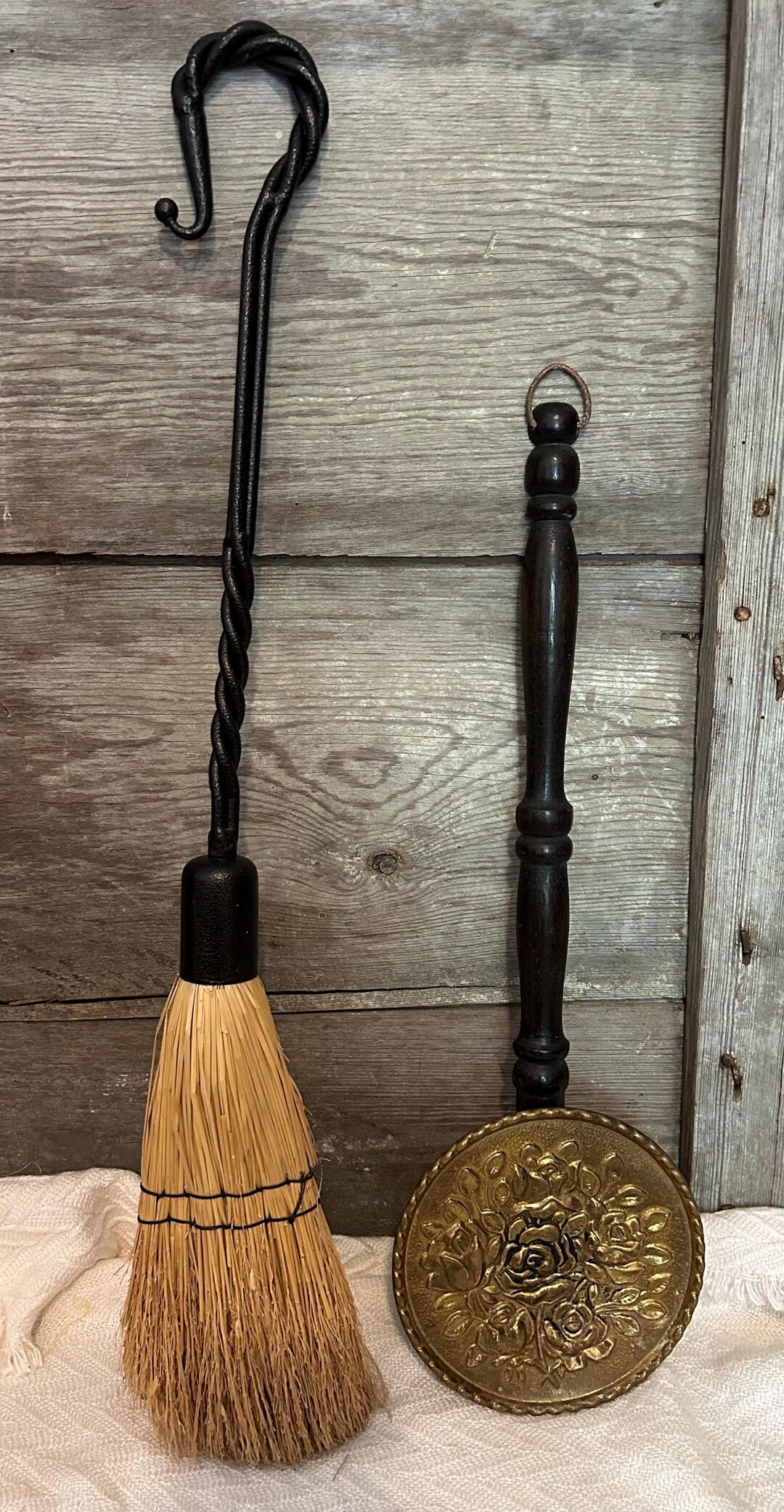 Vintage Wrought Iron Fireplace Broom , Broom Fireplace Decor, Fireplace ...