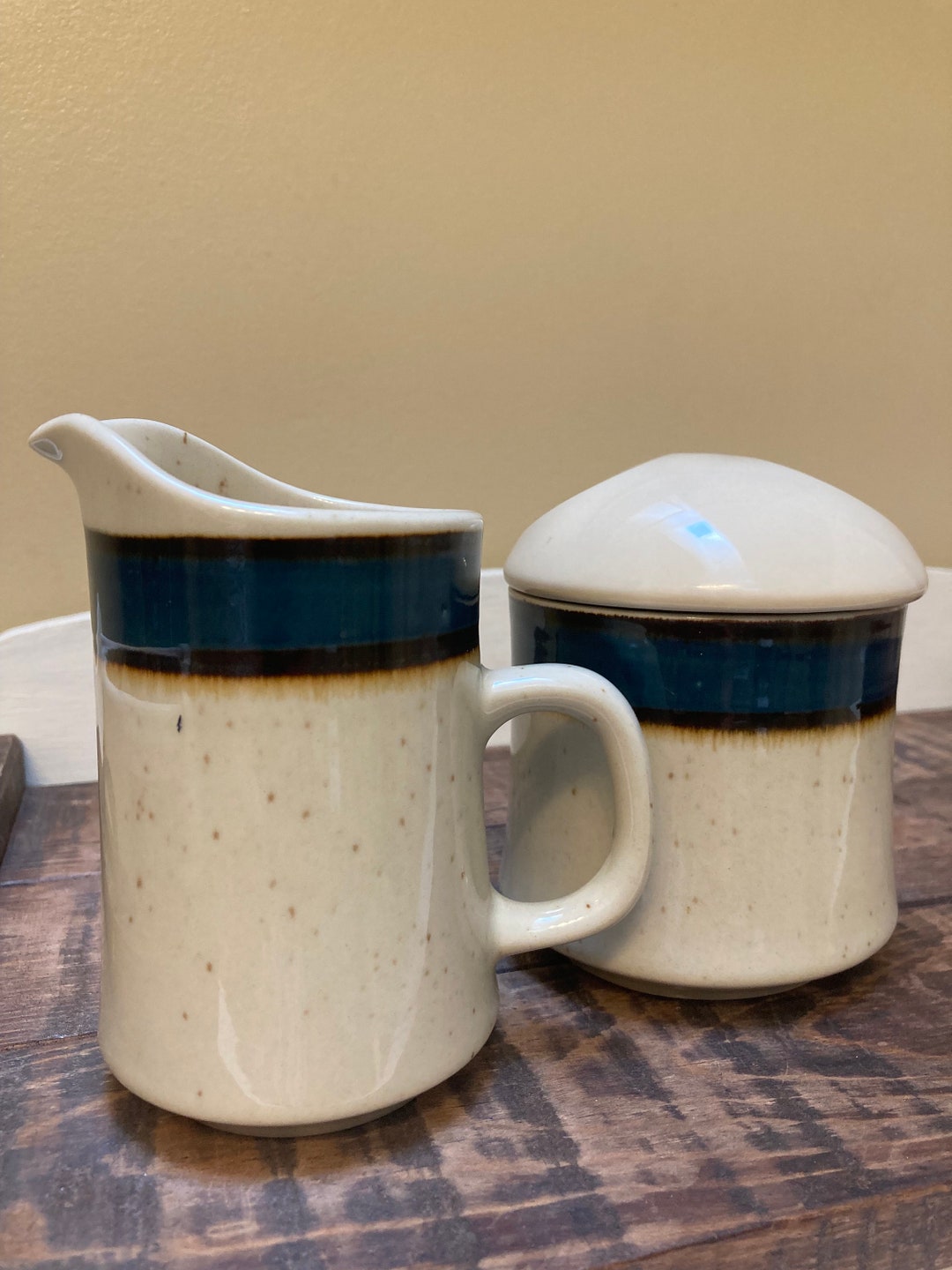 Vintage Sango Rainbow Creamer and Sugar Bowl: Japanese Stoneware ...