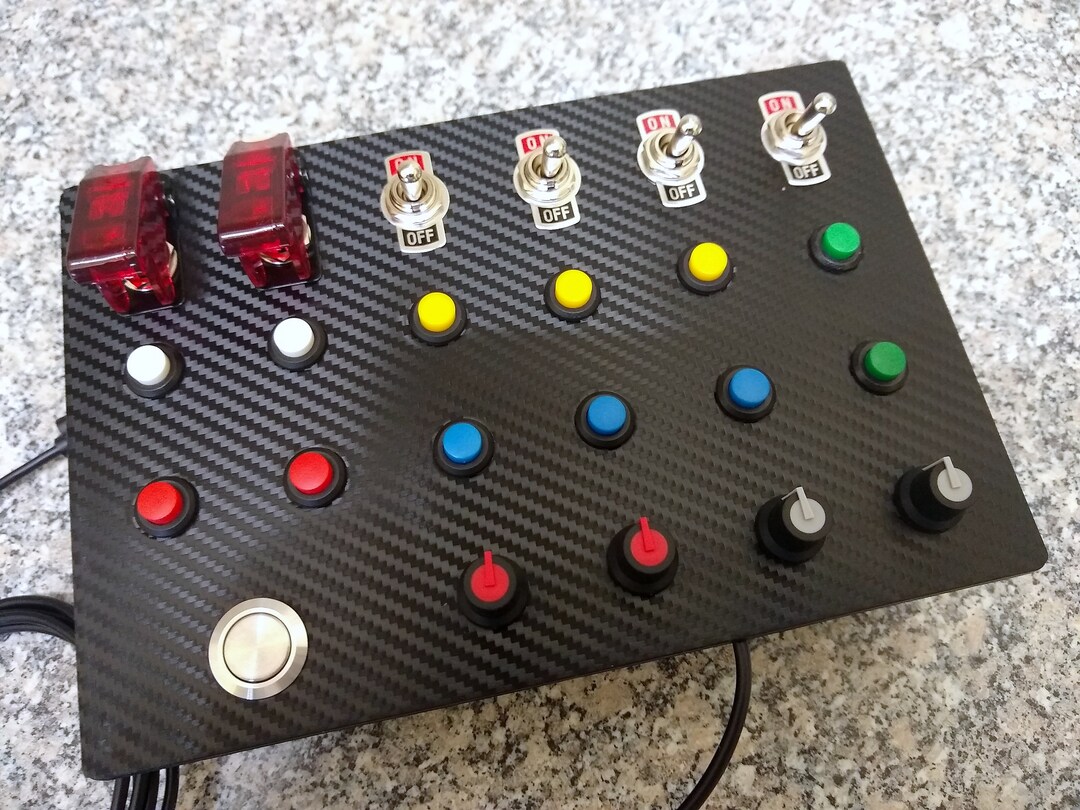 27 Function USB Push Button / Toggle / Rotary Box for PC Racing ...