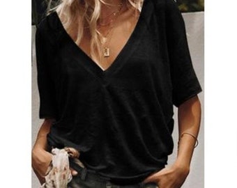 Deep V Neck Top - Etsy