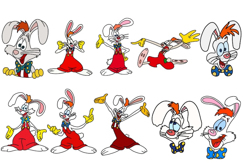 10 Colored Layered Roger Rabbit Movie Cartoon SVG Files/bundle for ...