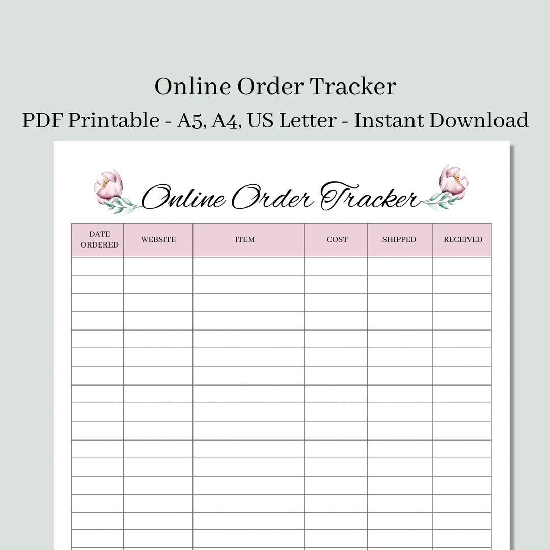 Online Order Tracker Printable Printable Online Shopping - Etsy