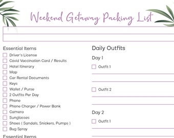 Weekend Getaway Packing List , Check List, What to Bring on a Weekend ...