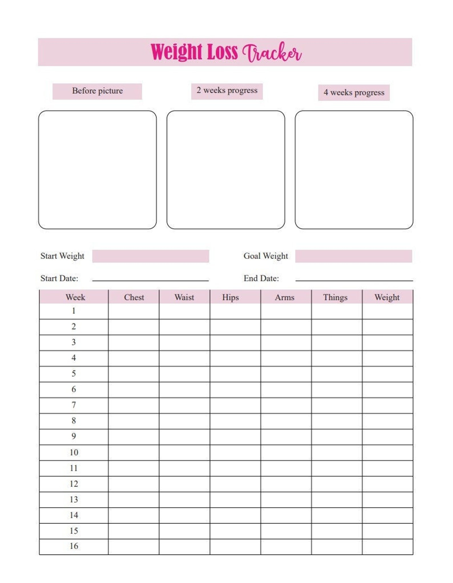 Weight Loss Tracker - Etsy
