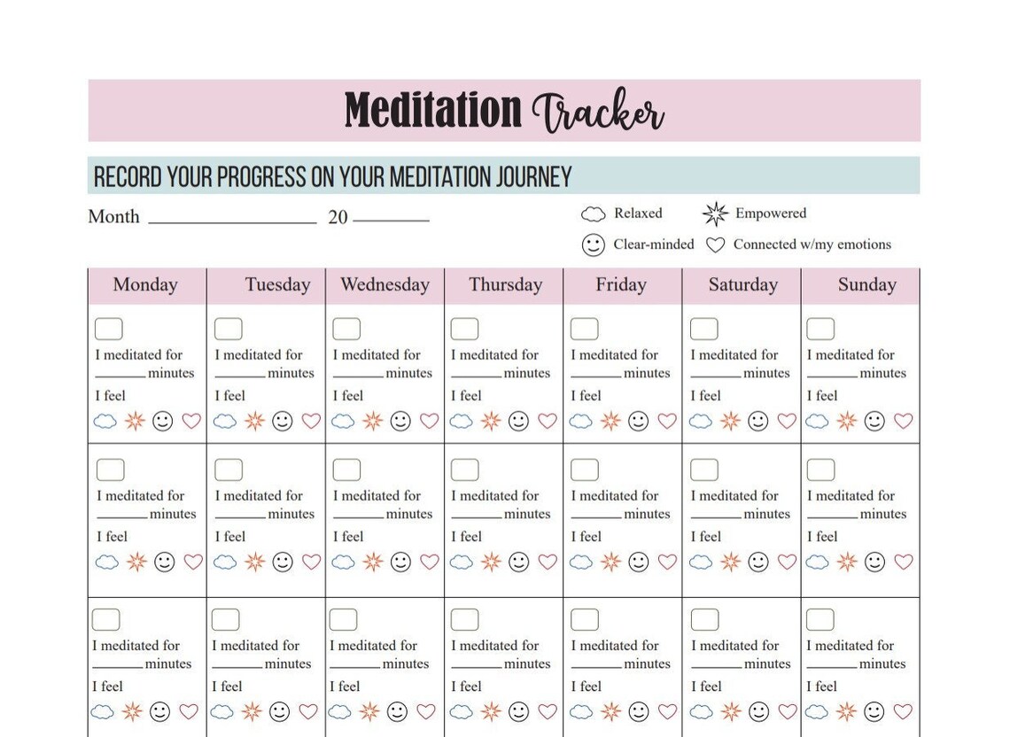 Meditation Tracker | INSTANT DOWNLOAD | Daily Meditation Journal ...