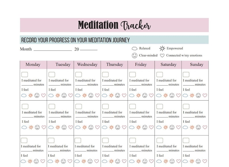 Meditation Tracker | INSTANT DOWNLOAD | Daily Meditation Journal ...