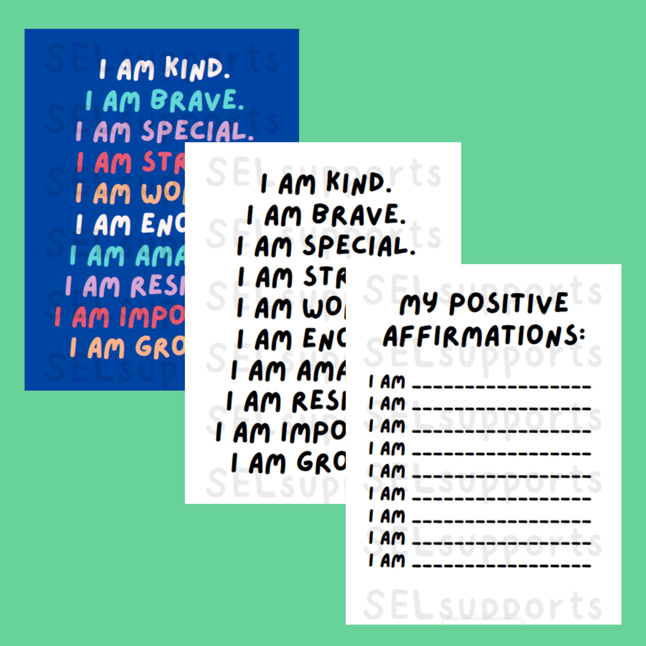 Positive Self Talk Therapy Poster & Worksheet Bundle 8.5x11 DIGITAL ...