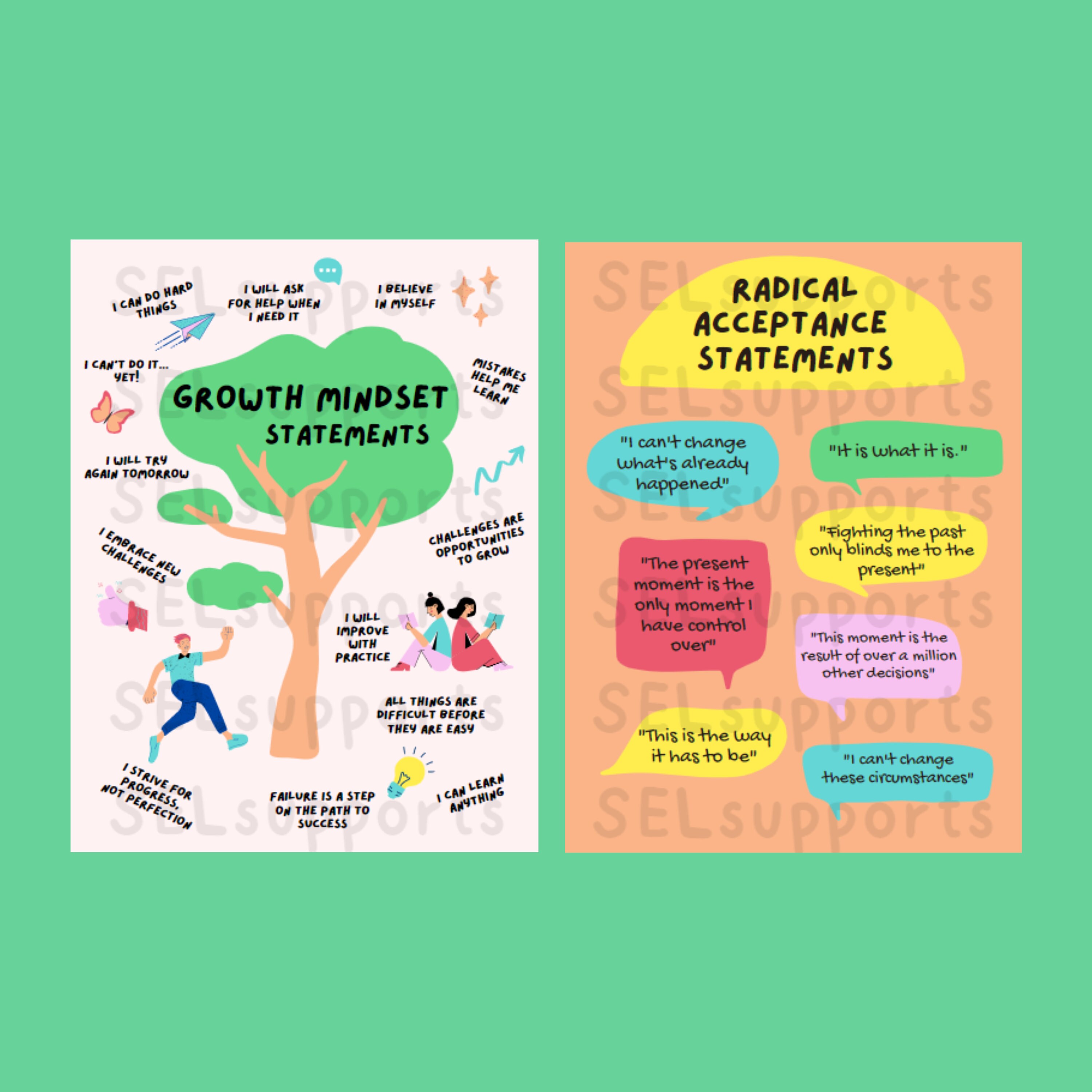 Self-talk Affirmations Growth Mindset Therapy Poster BUNDLE - Etsy