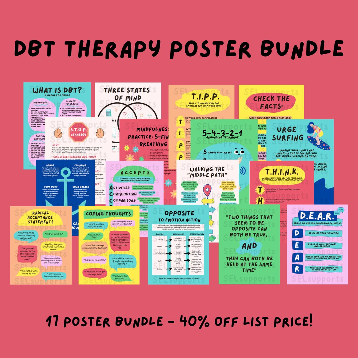 DBT Therapy Office Poster BUNDLE | 8.5x11 DIGITAL Download Mental ...