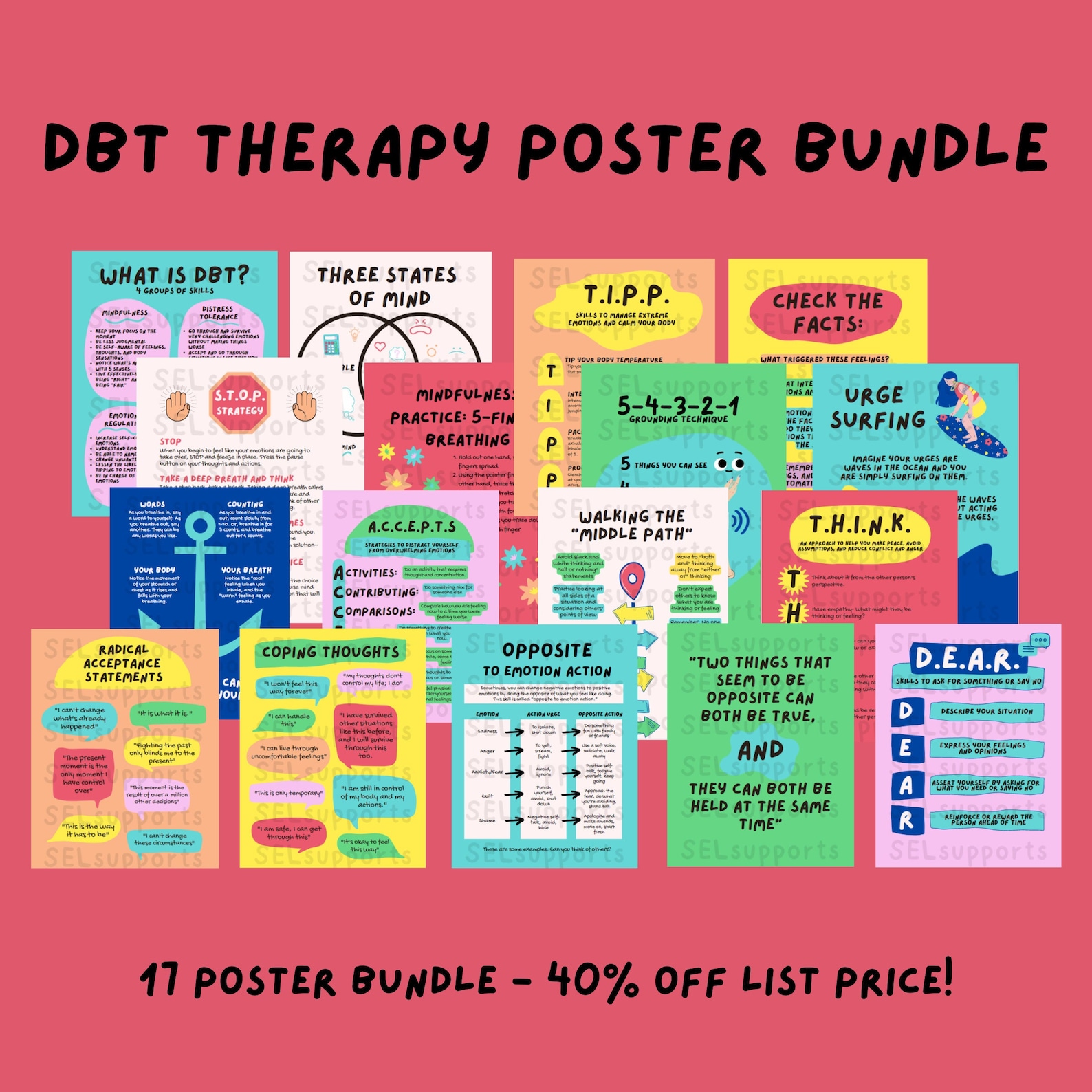 DBT Therapy Office Poster BUNDLE | 8.5x11 DIGITAL Download Mental ...