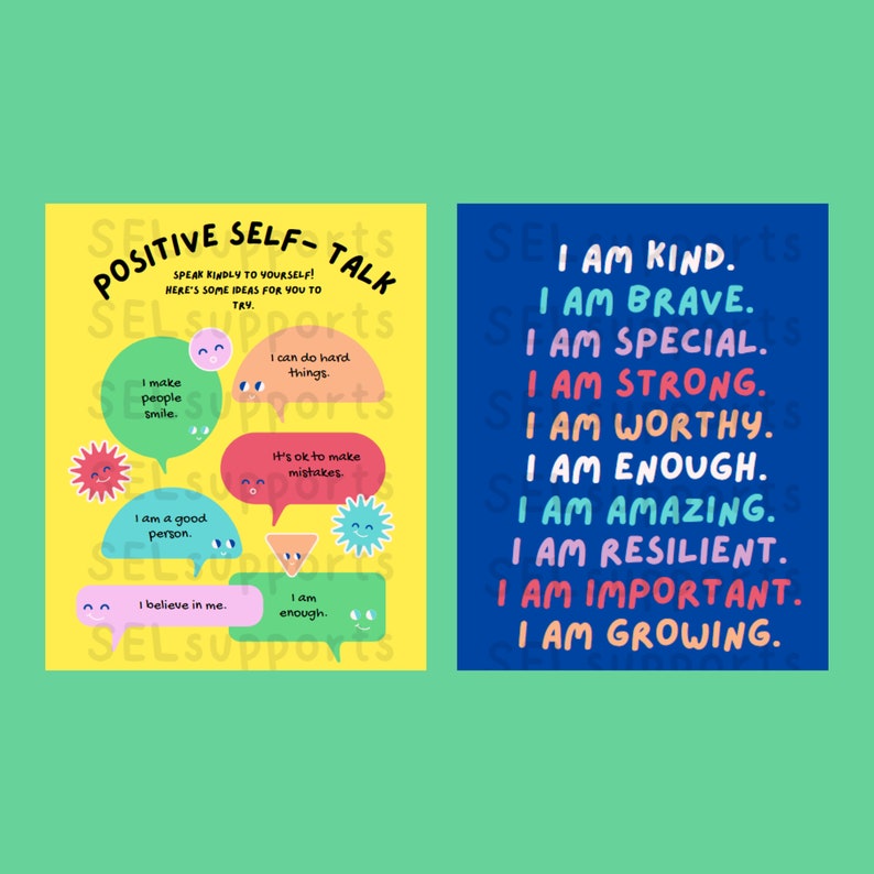 Self-talk Affirmations Growth Mindset Therapy Poster BUNDLE 30%off List ...