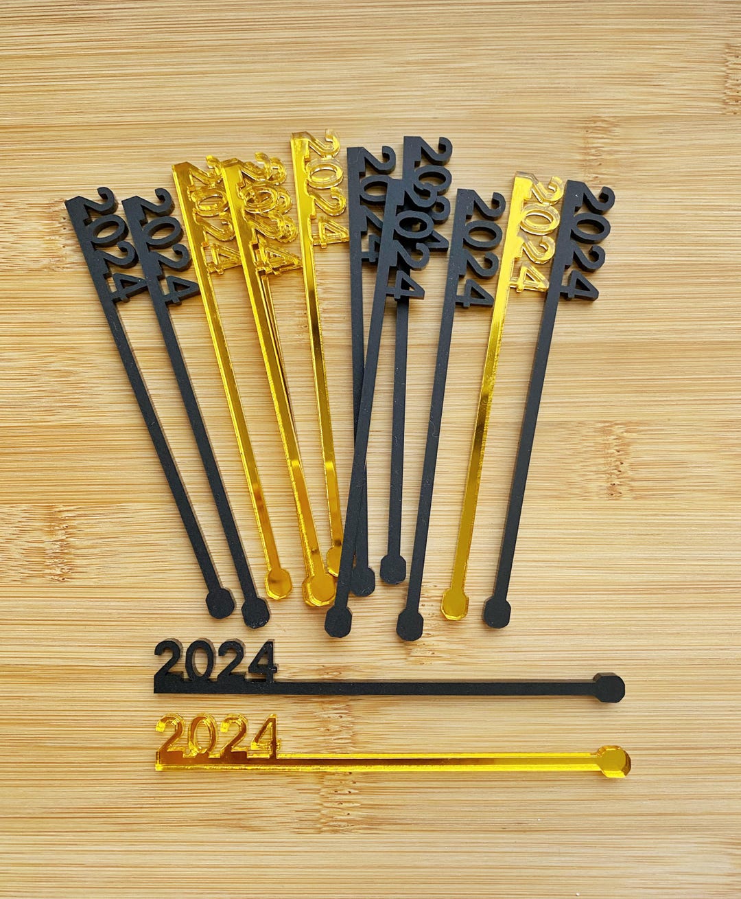 Number Year 2024 Acrylic Stirrer Set Custom Logo Name Drink Stirrer ...
