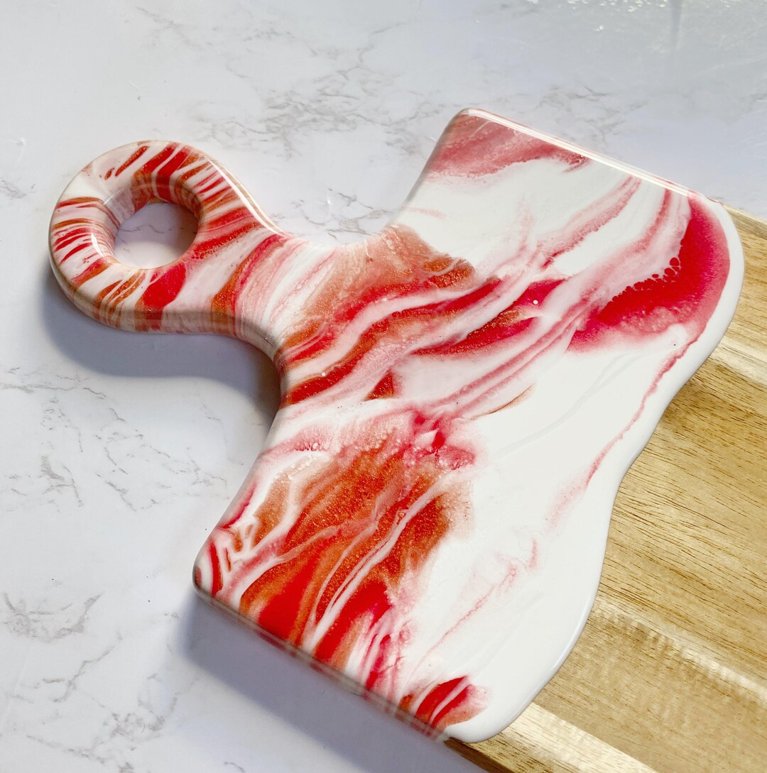 Candy Cane Resin Charcuterie Board Wood Paddle Serving Board Ocean Blue ...