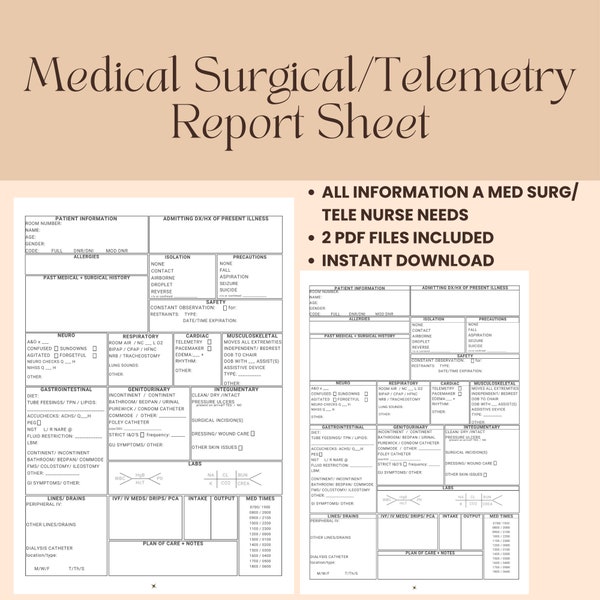 Nurse Hand off Report Sheet - Etsy