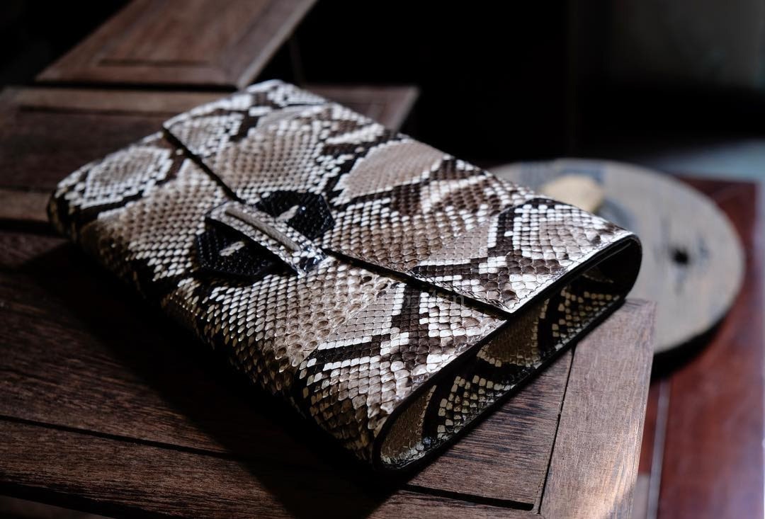 Elegant Luxury White Snake Pattern Genuine Python Leather Hand - Etsy