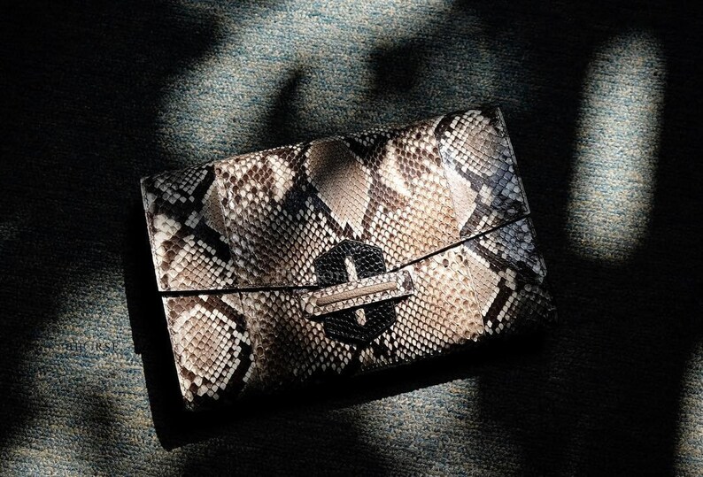 Elegant Luxury White Snake Pattern Genuine Python Leather Hand - Etsy