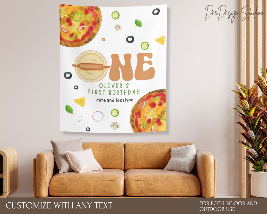 Personalized Pizza Theme 1st Birthday Banner, Italian Pizza Party ...