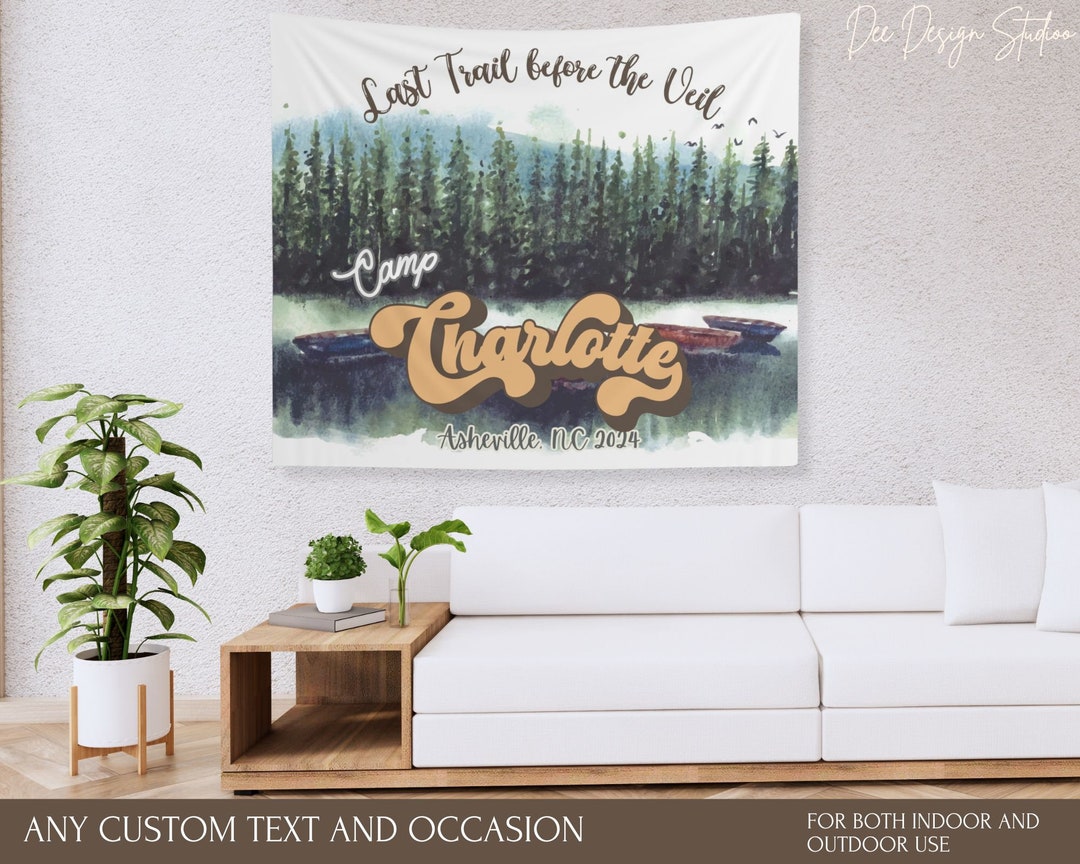 Personalized Camp Bachelorette Flag Party, Custom Camp Bachelorette Banner, Mountain Camp Bach ...