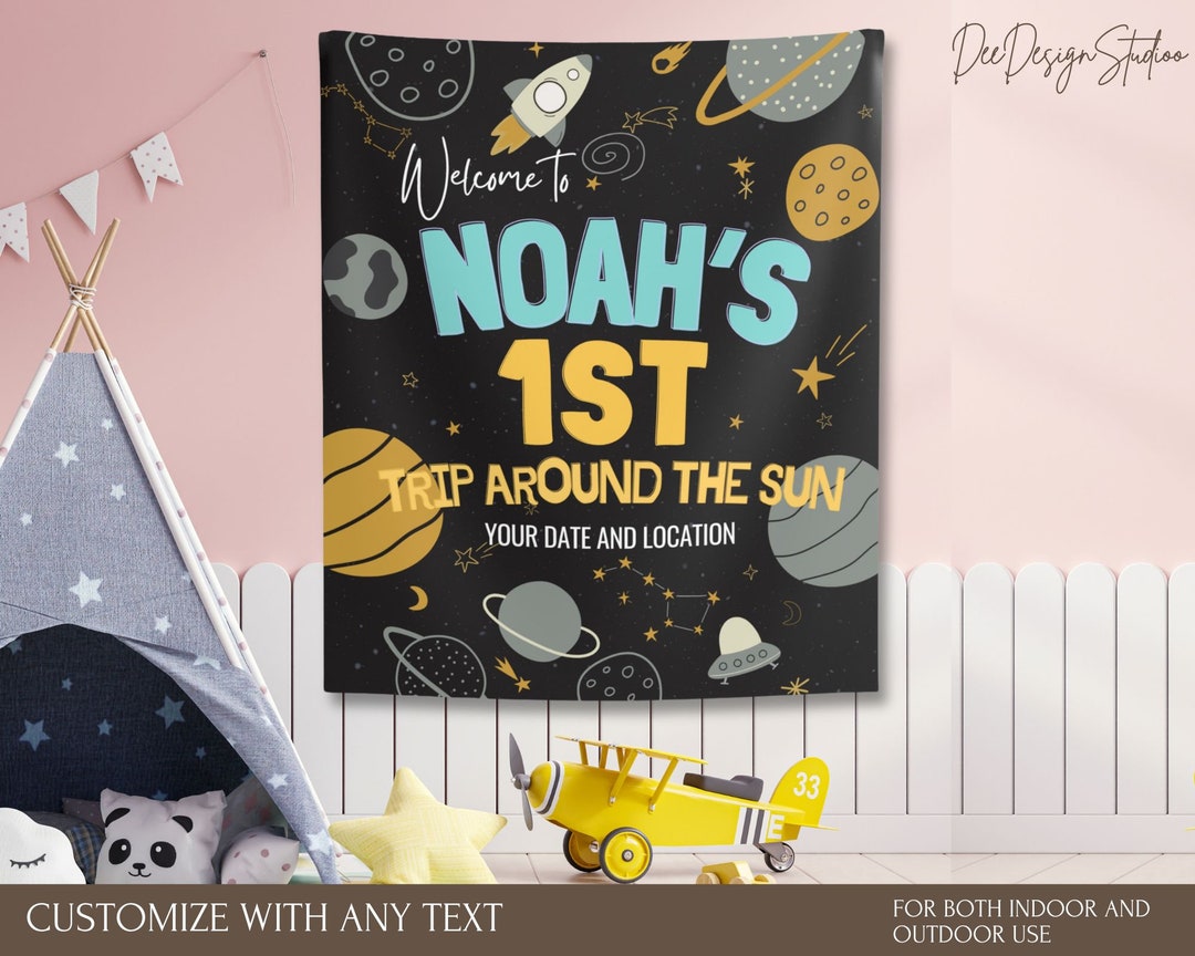 CUSTOM Outer Space Birthday Banner, Planets Rocket Ship Astronaut ...