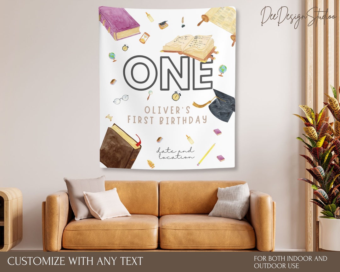 Personalized Book Theme Birthday Banner, Custom Literary Backdrop Baby ...