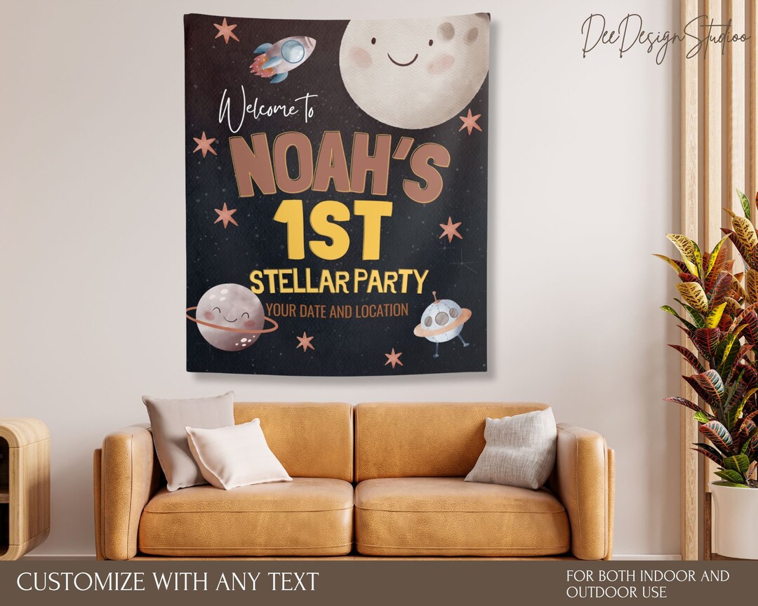 Outer Space Birthday Banner, Astronaut and Planets Party Decor ...