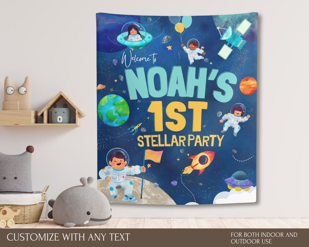 Outer Space Birthday Banner, Astronaut and Planets Party Decor ...