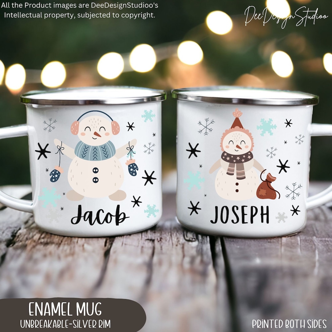 Snowman Kids Christmas Cocoa Mug Unbreakable, Snow Face Toddler's Hot ...