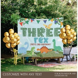 Custom 2 Rex Backdrop Birthday Banner, Dinosaur 2nd Birthday Decoration ...