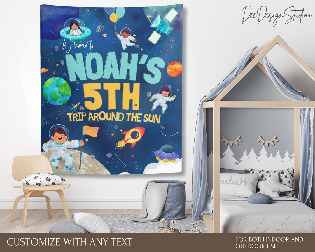 CUSTOM Outer Space Birthday Banner, Planets Rocket Ship Astronaut ...