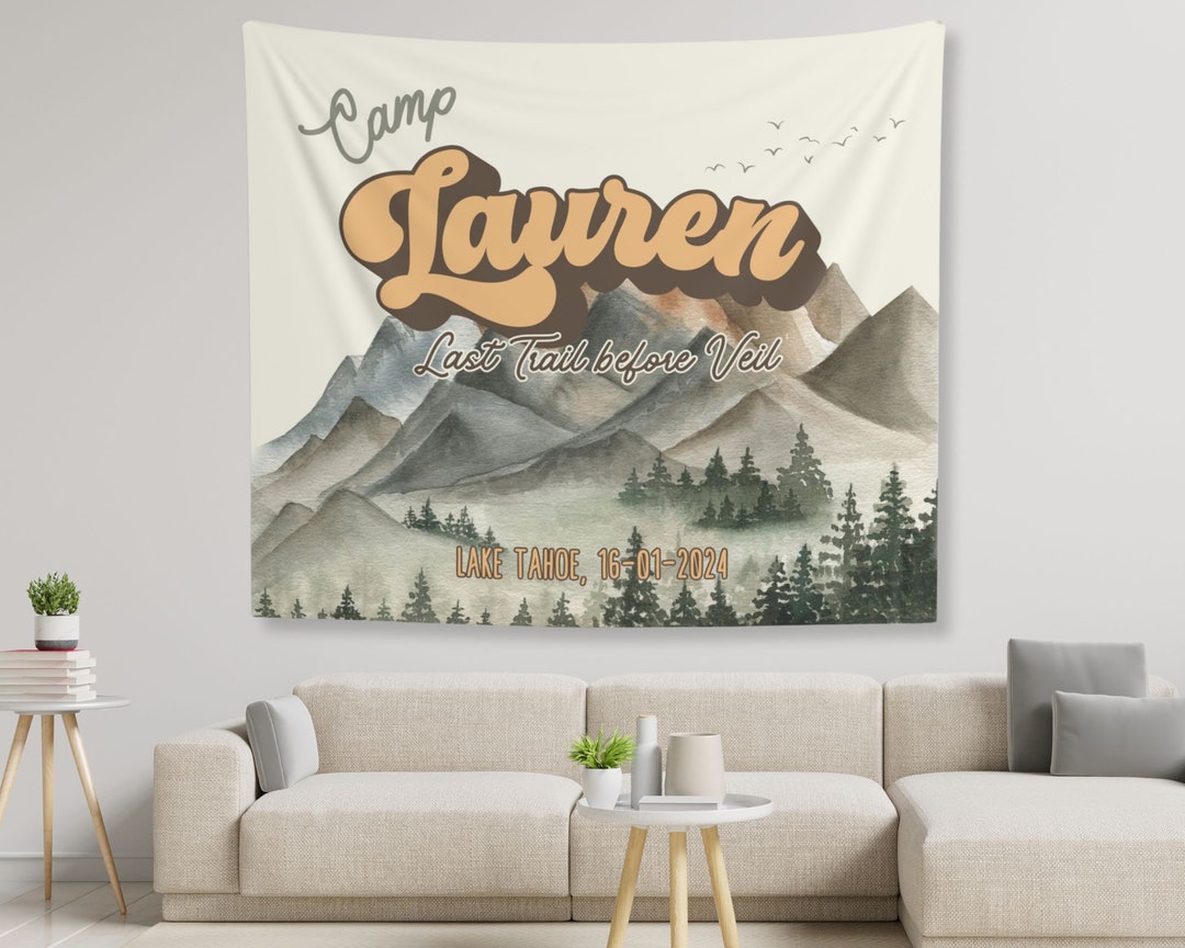 Personalized Camp Banner, Camp Themed Party Decoration, Mountain Bridal ...