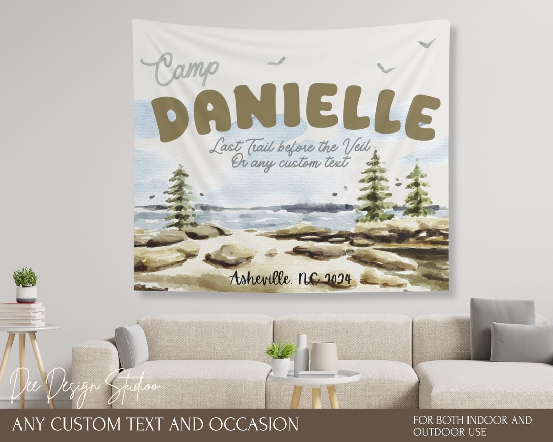 Personalized Camp Bachelorette Flag Party, Custom Camp Bachelorette Banner, Mountain Camp Bach ...